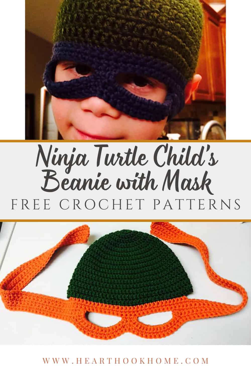 Ninja Turtle Child's Beanie with Mask FREE Crochet Pattern