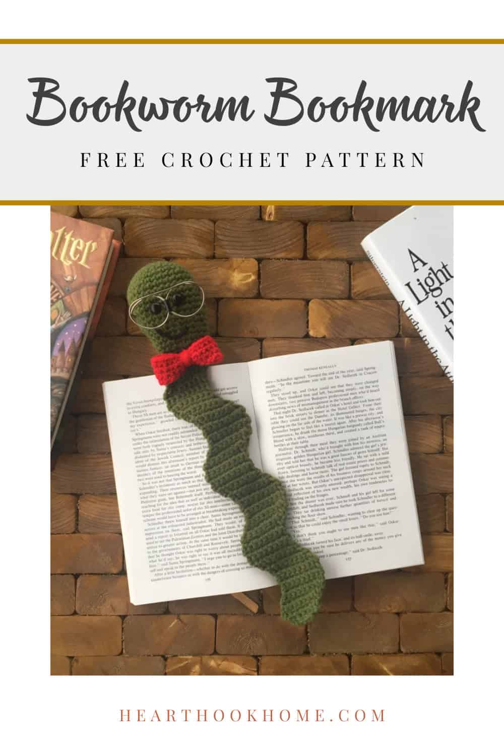 The Nerdy Bookworm Bookmark Free Crochet Pattern
