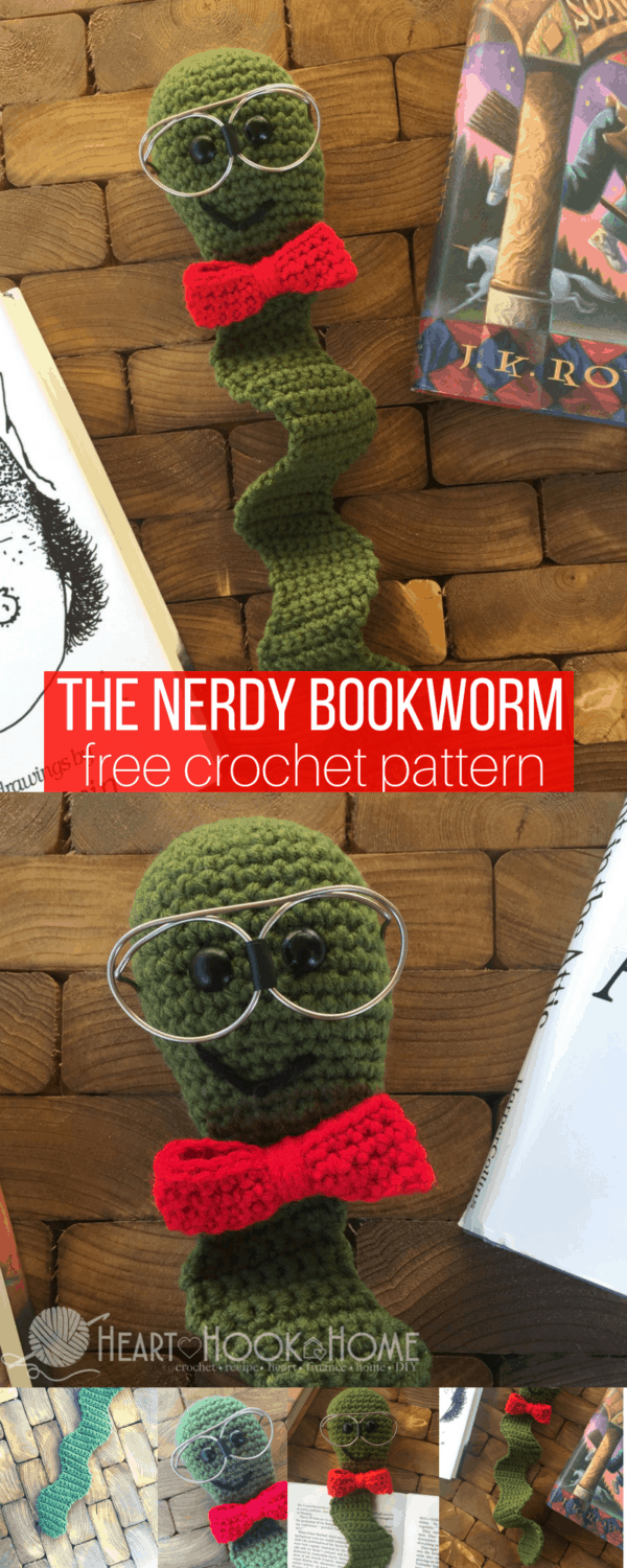 The Nerdy Bookworm Bookmark Free Crochet Pattern