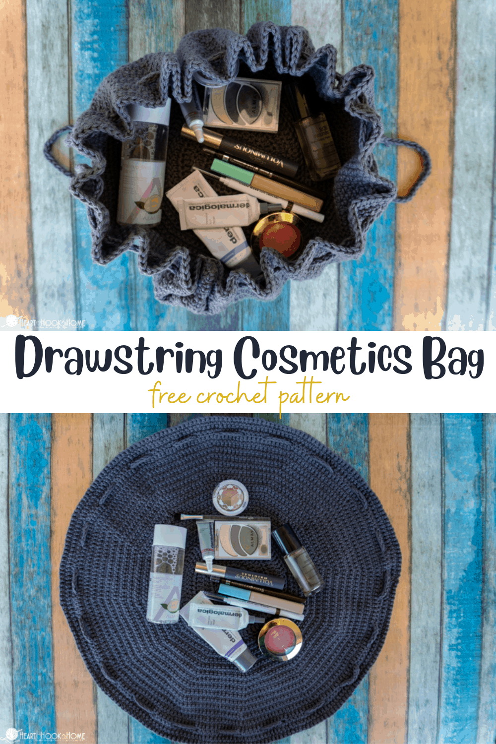 Drawstring Cosmetics Bag: Free Crochet Pattern - Heart Hook Home