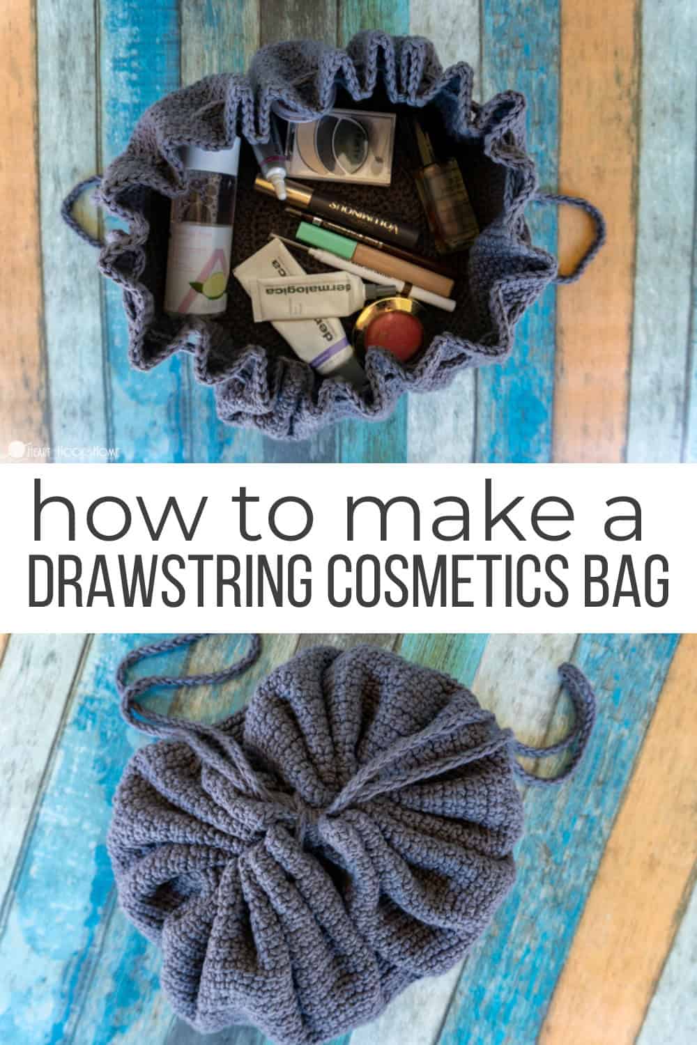 Drawstring Cosmetics Bag: Free Crochet Pattern - Heart Hook Home