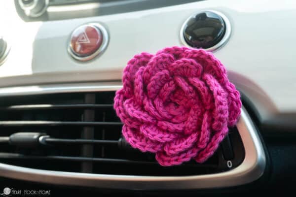 Car Vent Clip Flower Crochet Pattern - Heart Hook Home