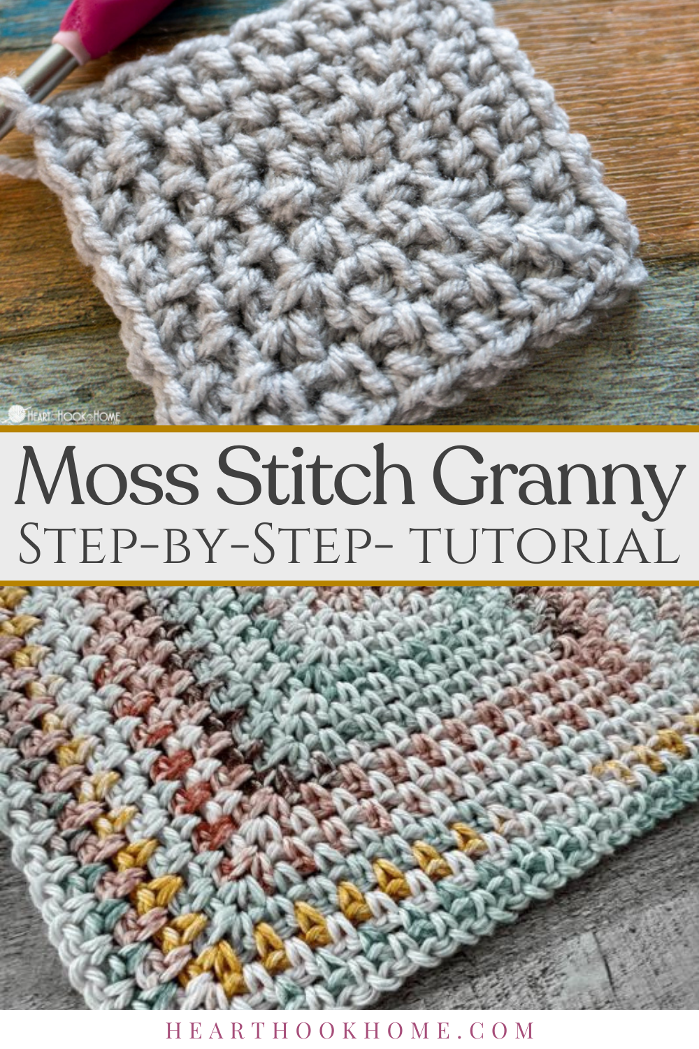 How to Crochet a Moss Stitch Granny Square - Heart Hook Home