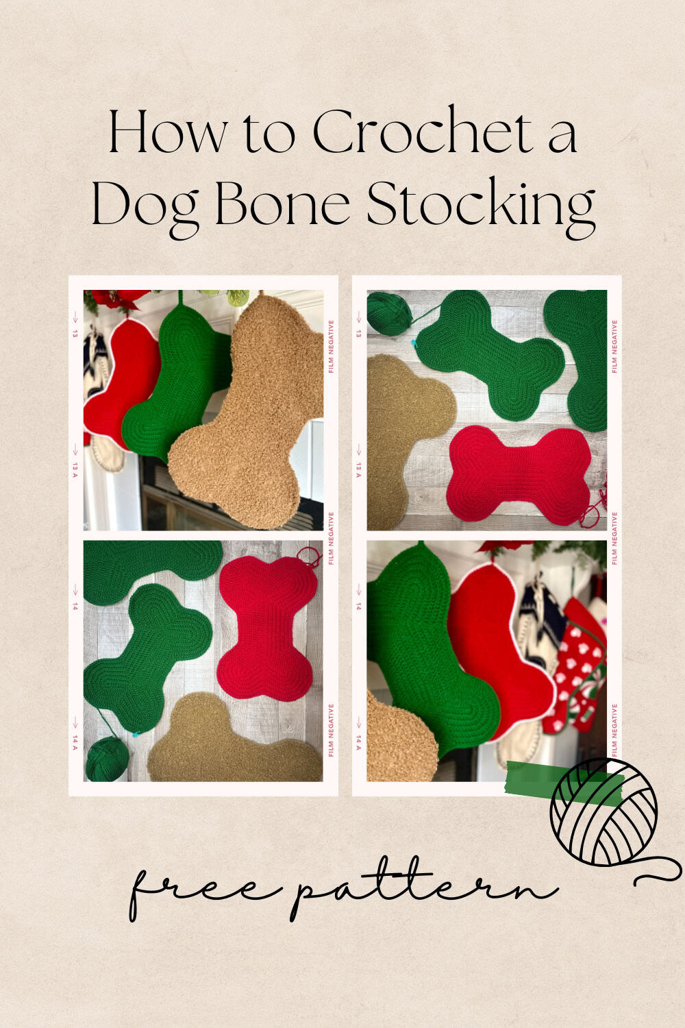 Dog Bone Christmas Stocking Crochet Pattern - Heart Hook Home