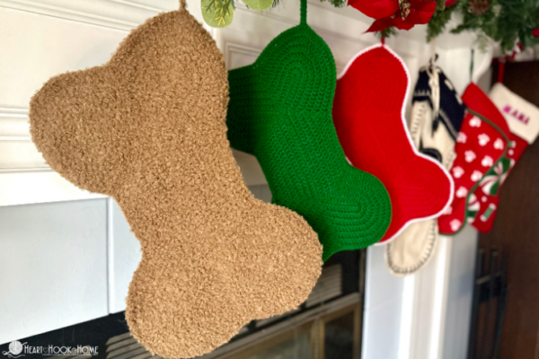 Dog Bone Christmas Stocking Crochet Pattern - Heart Hook Home