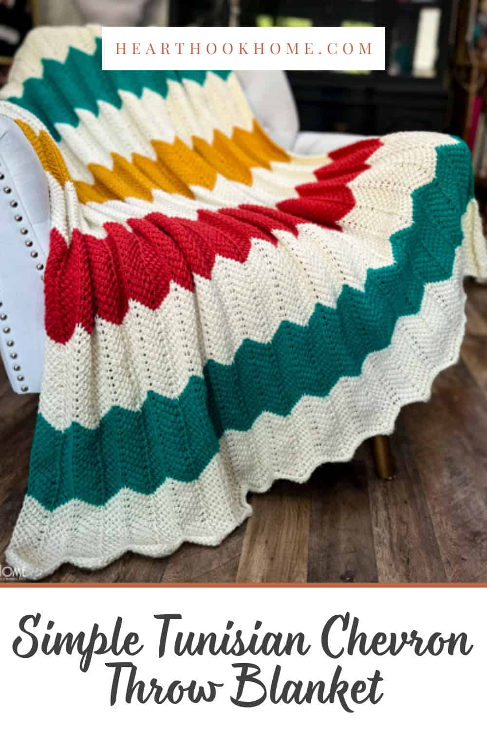 Simple Tunisian Chevron Throw Blanket Pattern - Heart Hook Home