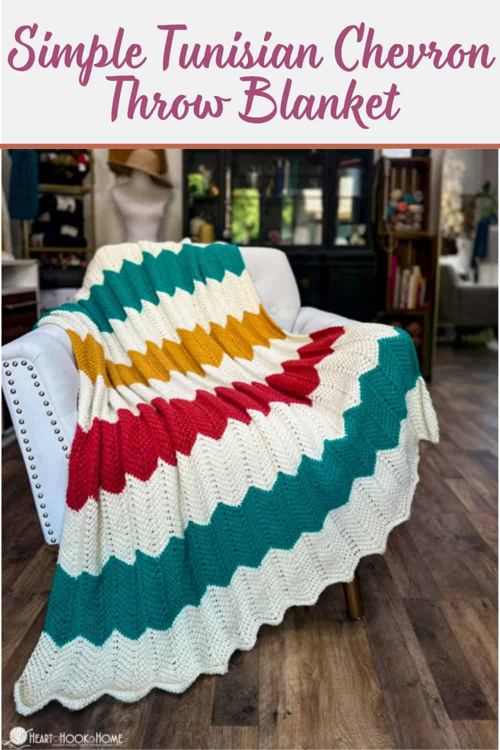Simple Tunisian Chevron Throw Blanket Pattern - Heart Hook Home