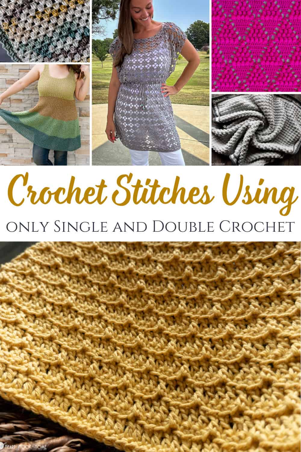 Crochet Stitches Using Only Single Crochet and Double Crochet - Heart ...