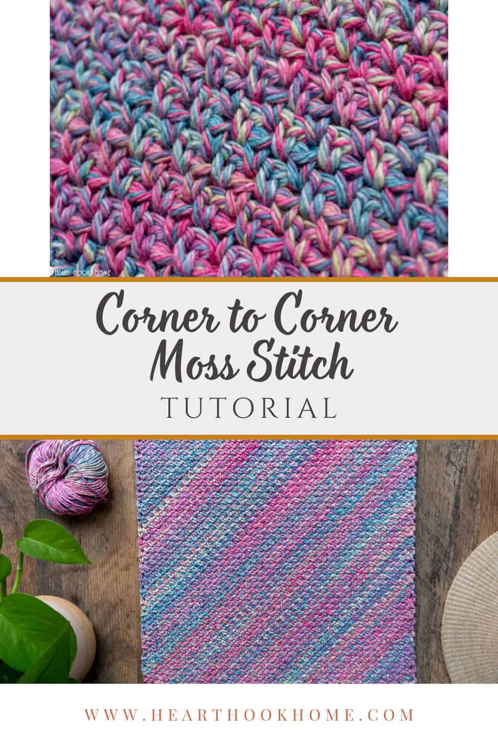 Corner to Corner Moss Stitch Tutorial Step by Step - Heart Hook Home