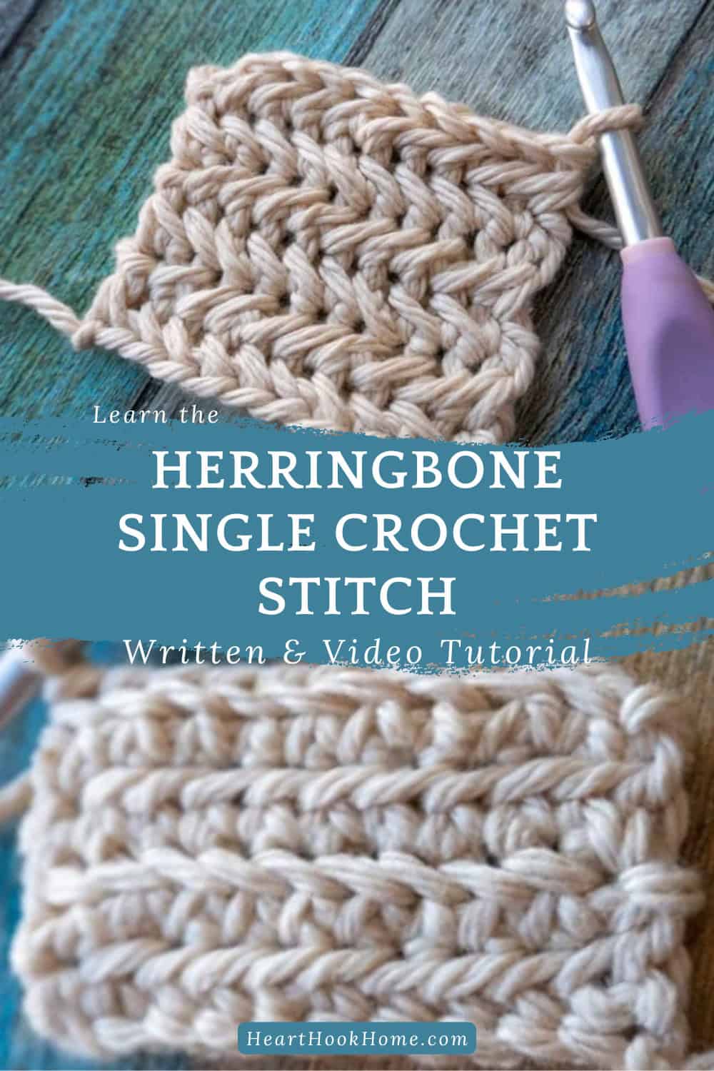 Herringbone Single Crochet Stitch Tutorial - Heart Hook Home