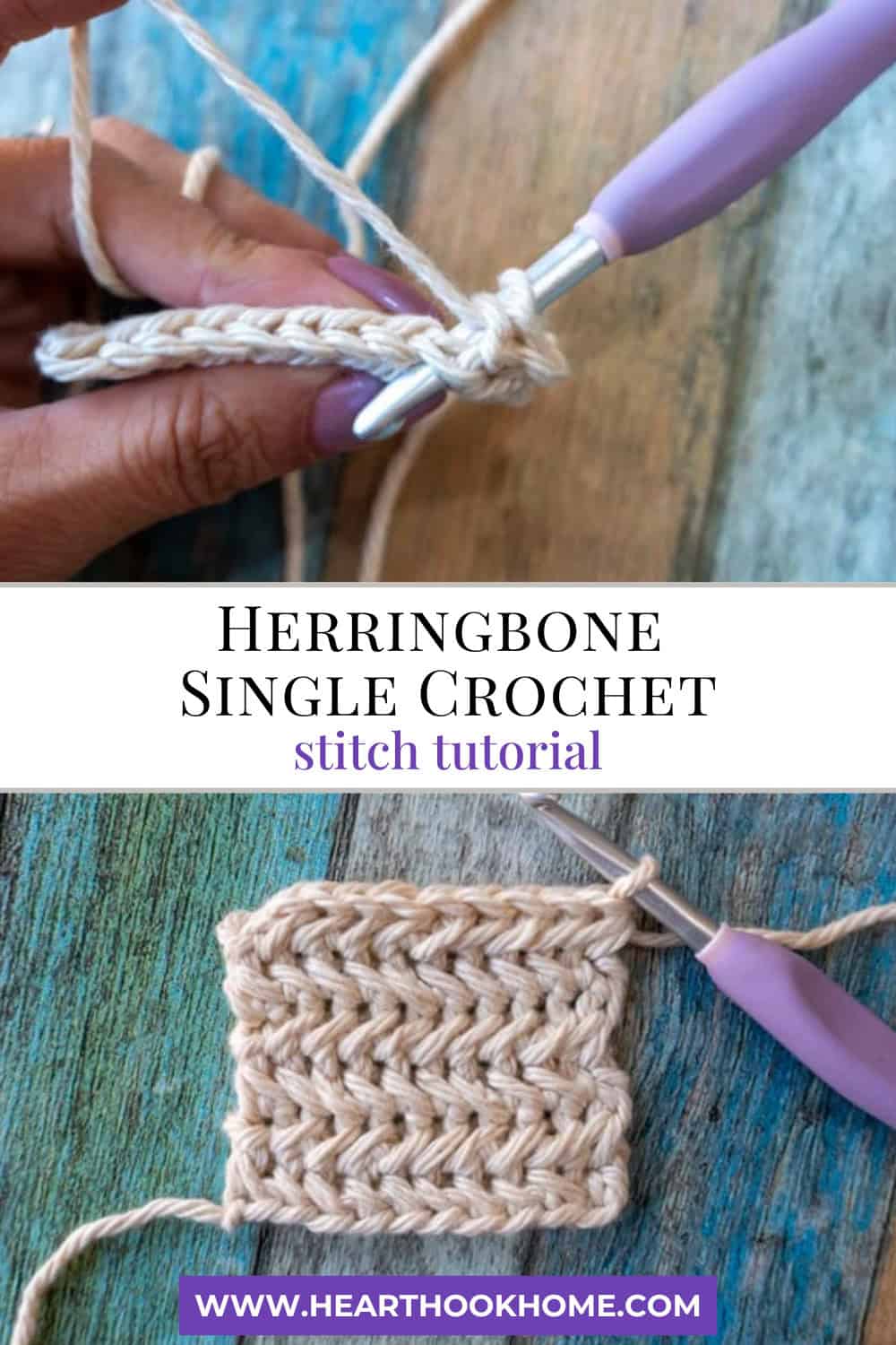 Herringbone Single Crochet Stitch Tutorial - Heart Hook Home