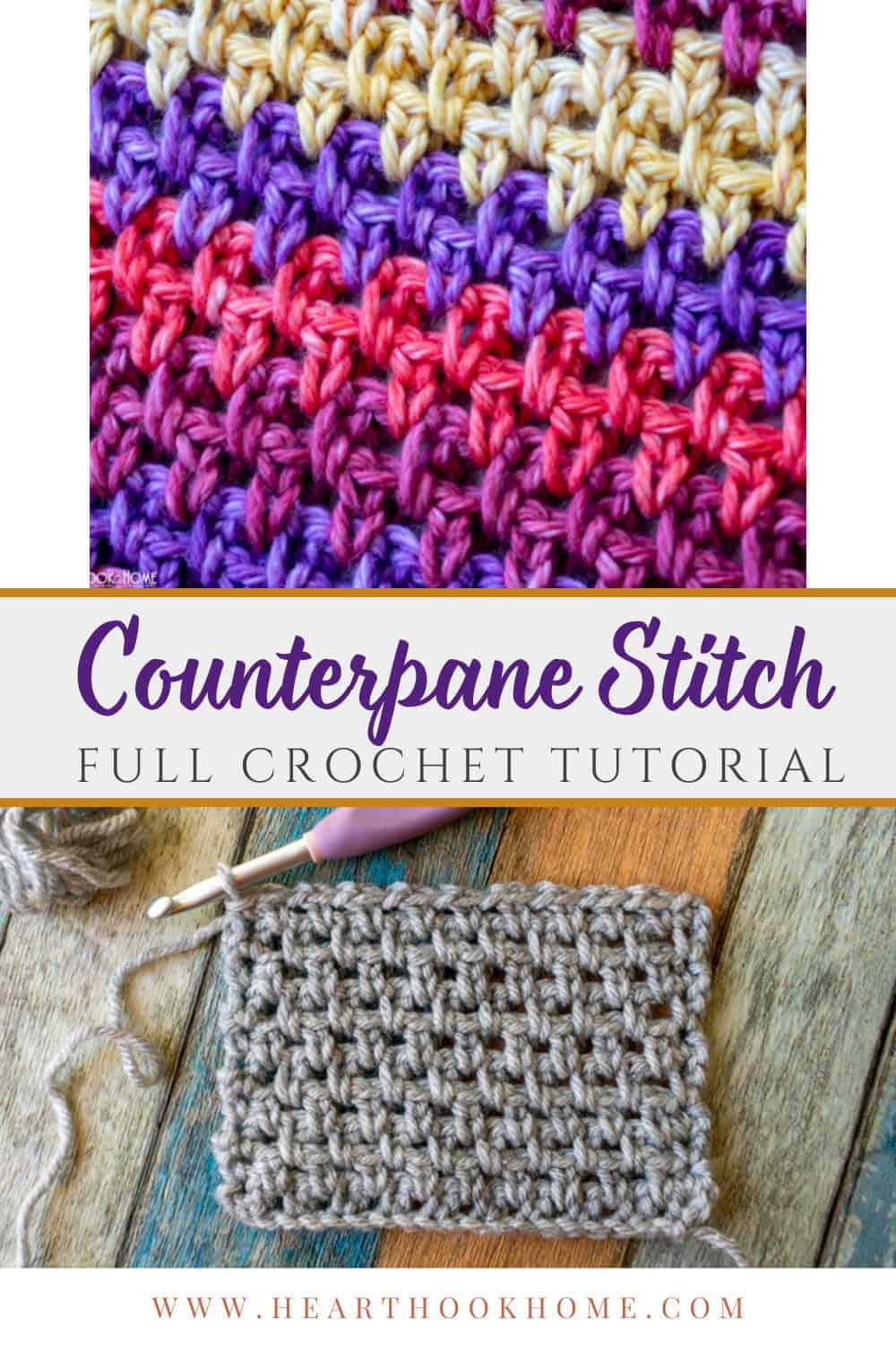 Step-by-Step Counterpane Crochet Stitch Tutorial - Heart Hook Home